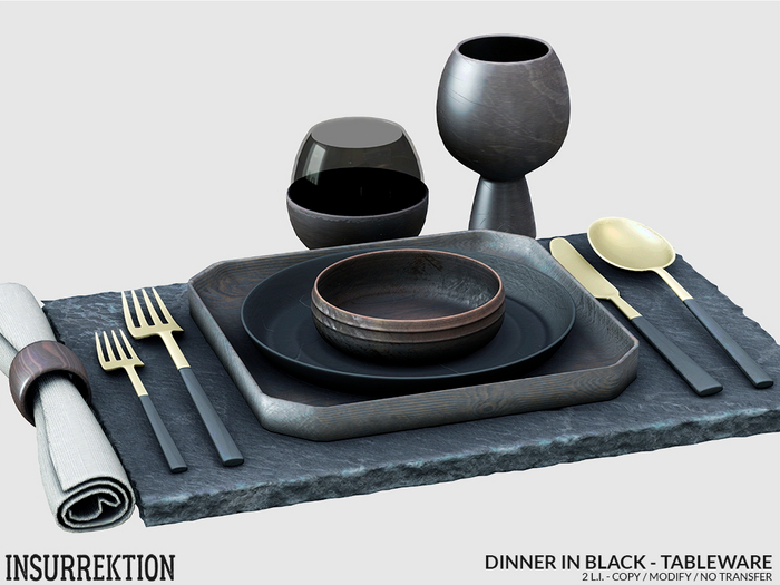 Second Life Marketplace - [IK] Dinner in Black - Tableware